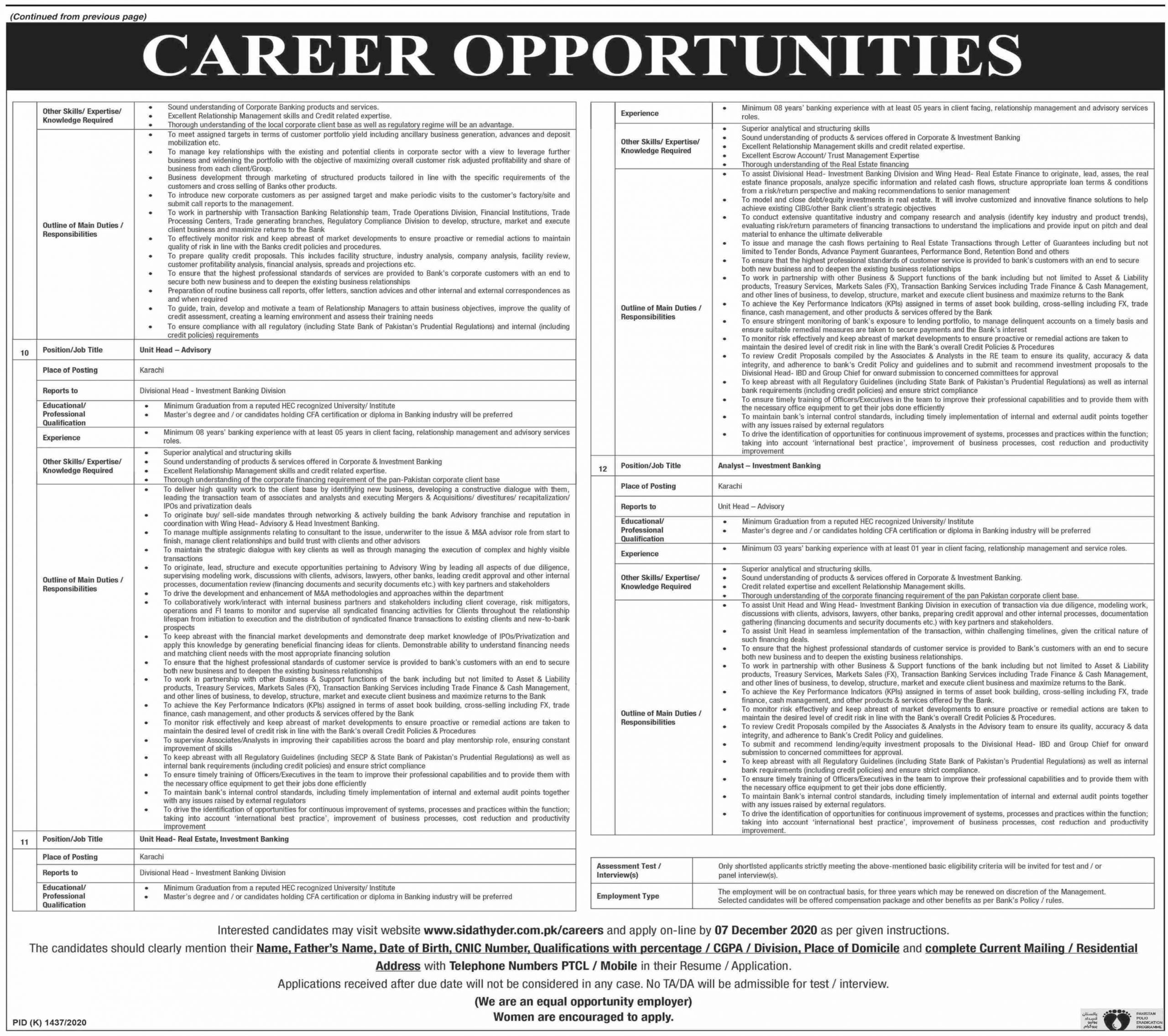 Latest Paper Pk Jobs in Largest Banks of the Country