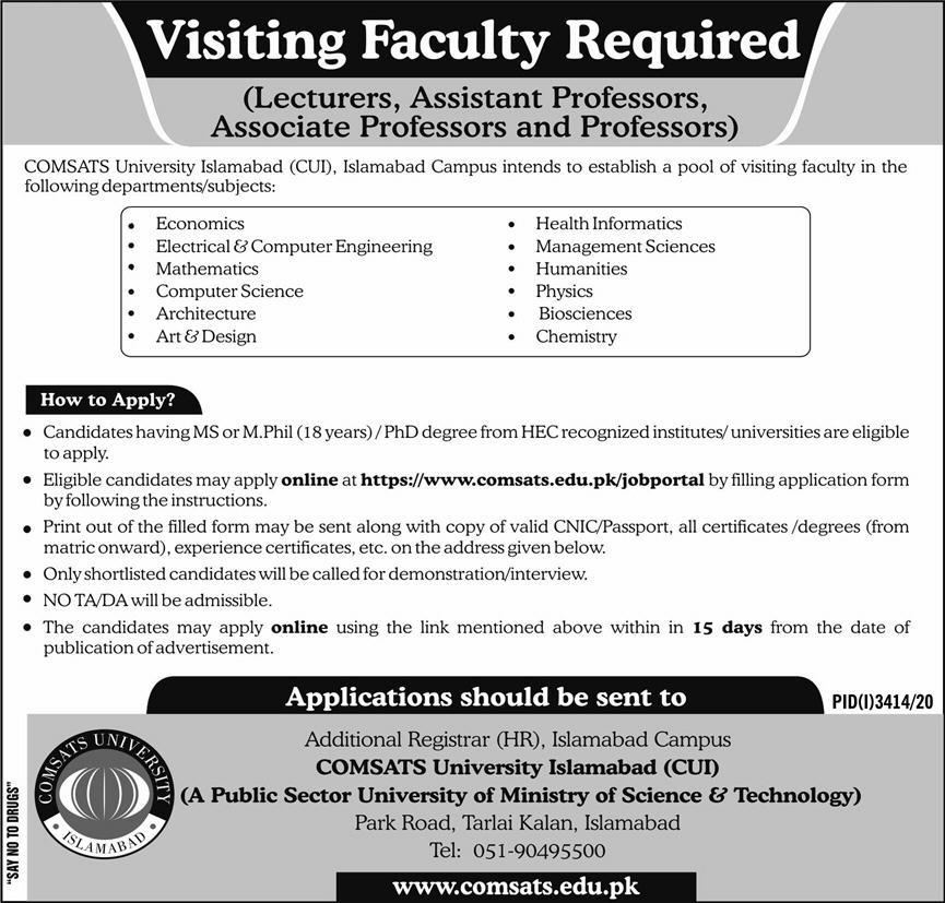 Latest Paperpk Jobs in COMSATS University Islamabad CUI