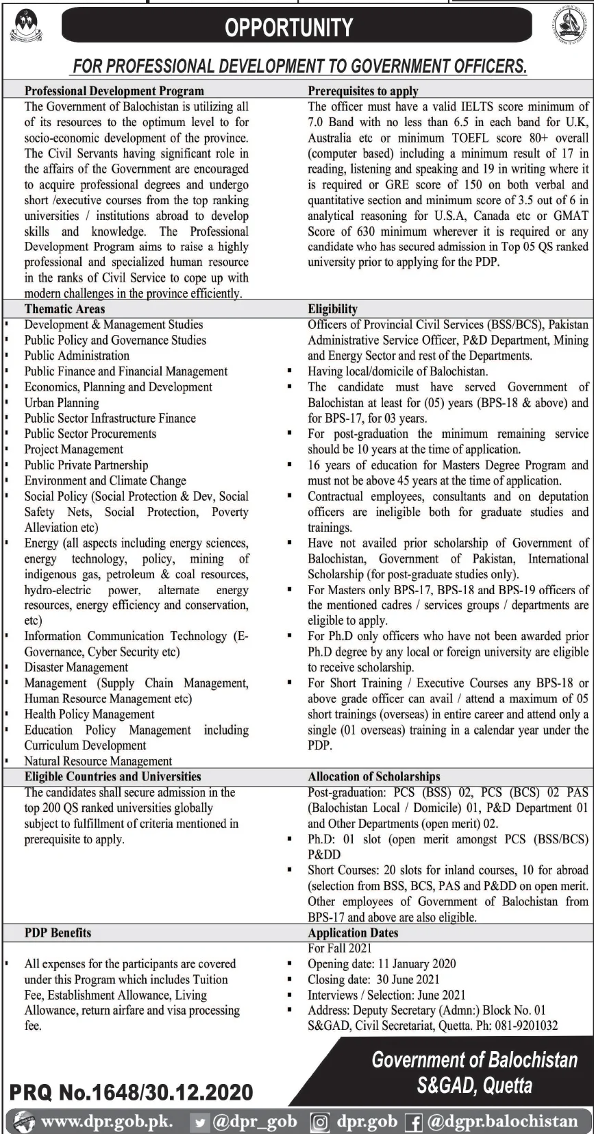 Latest Paperpk Jobs in Government of Balochistan S&GAD Quetta
