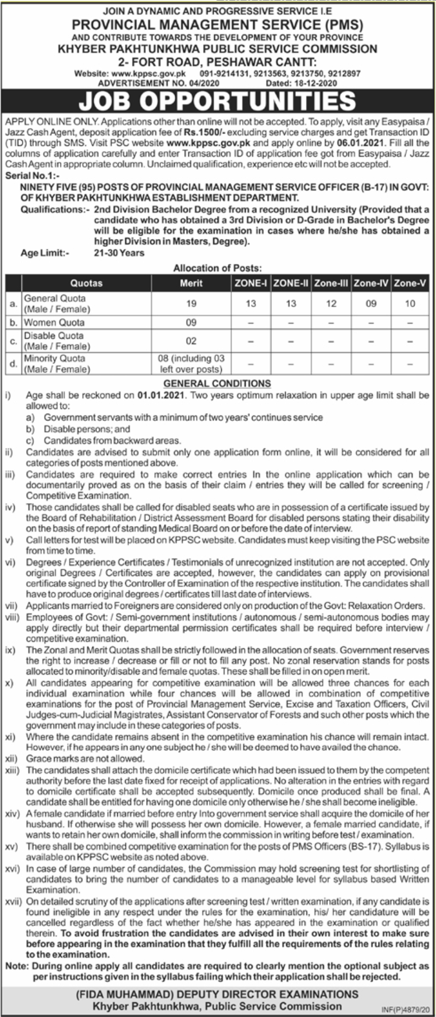 Latest Paperpk Jobs in Provincial Management Service PMS