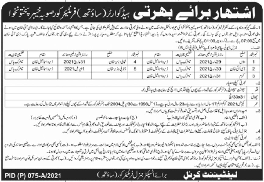 Latest PaperPk Jobs in Frontier Core KPK