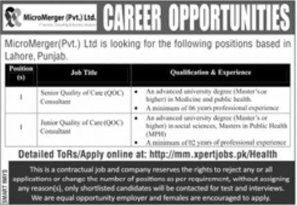 Latest PaperPk Jobs in MicroMerger Pvt Ltd