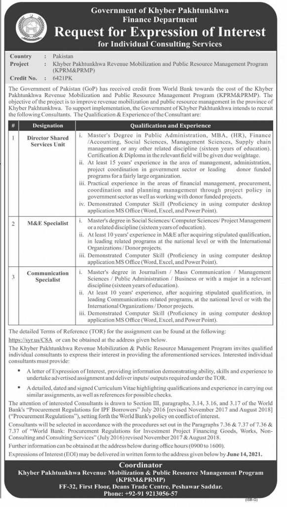 Latest PaperPk Jobs in Government of Khyber Pakhtunkhwa Finance Department