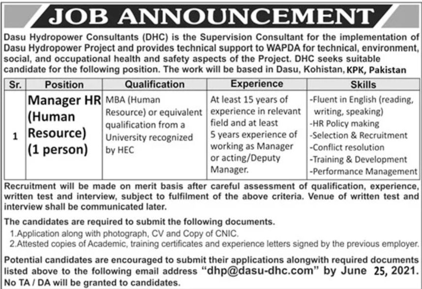 Latest PaperPk Jobs in Dasu Hydropower Consultants DHC – PapErspK.pk