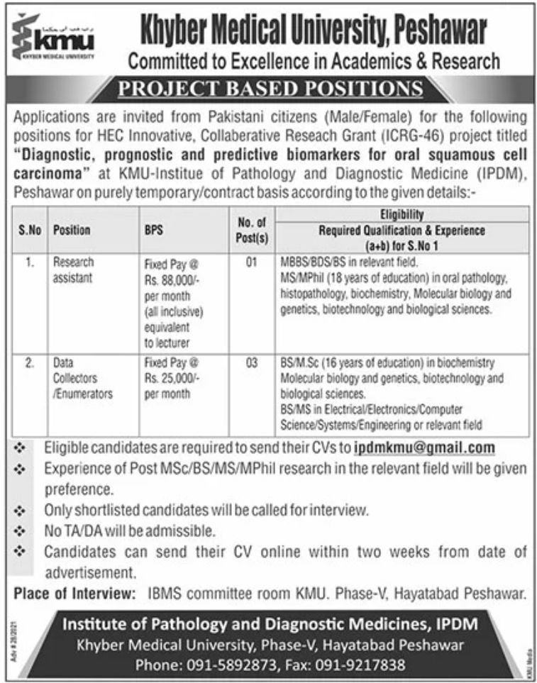 Latest PaperPk Jobs in Khyber Medical University Peshawar